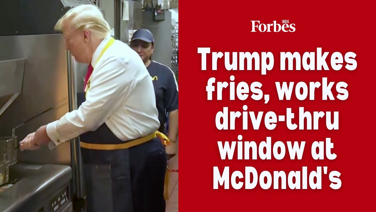 Trump makes fries, works drive-thru window at McDonald's - YouTube