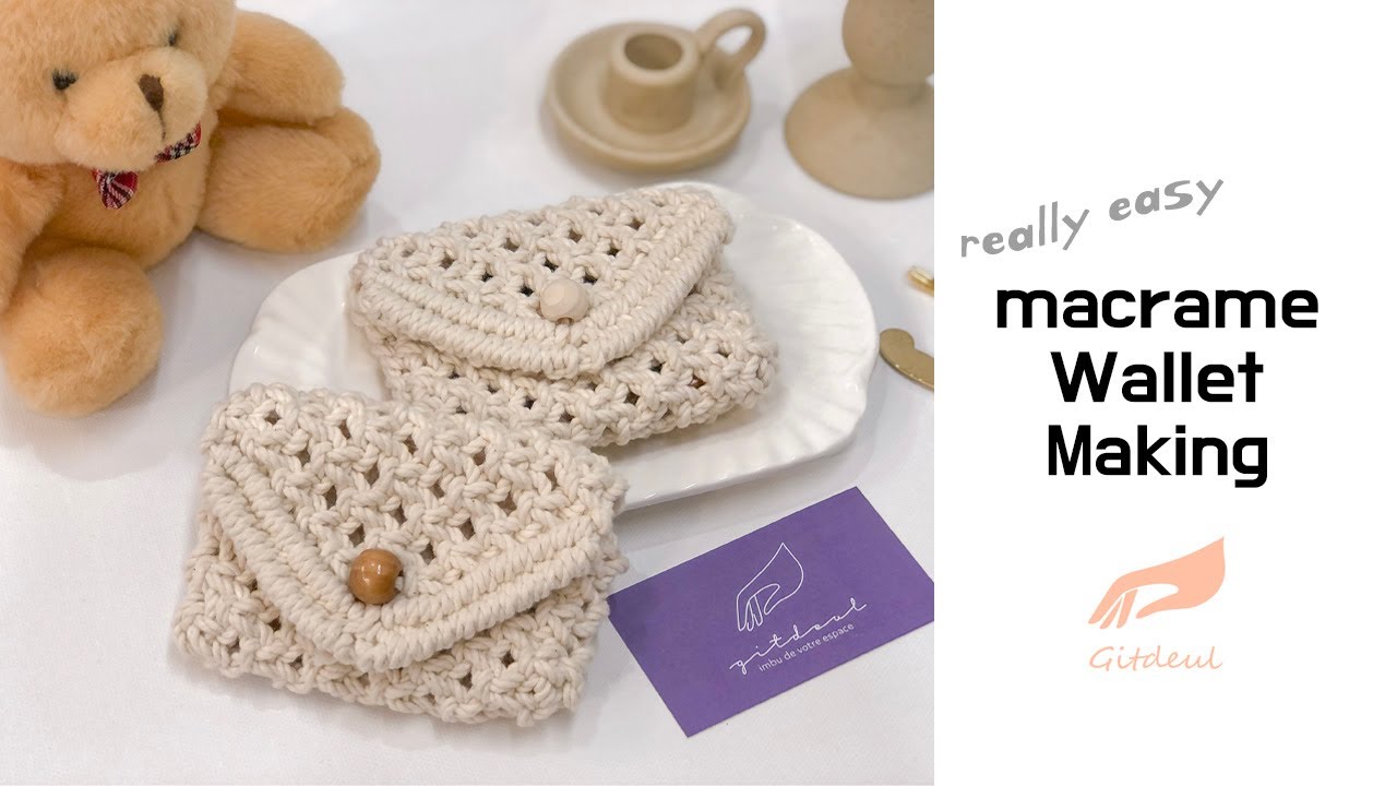 정말쉬운 마크라메 카드 지갑 만드는 방법 /How to make macrame wallet [gitdeul macrame ...