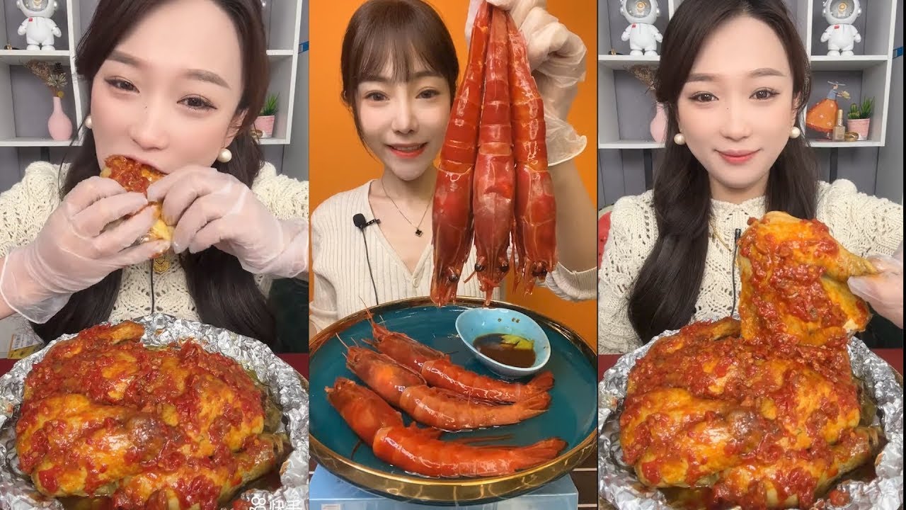 ASMR RAW SEAFOOD RAW SHRIMP & CHICKEN | Mukbang Seafood eating show ...