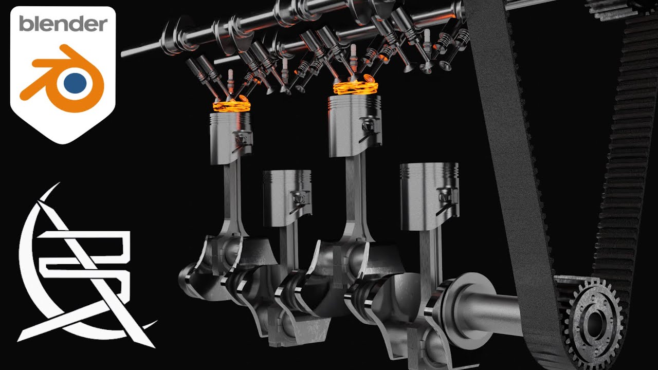 4 cylinder Engine | BLENDER animation | - YouTube