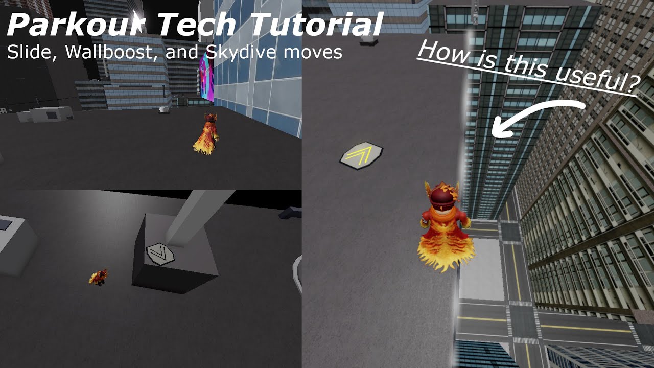 Roblox Parkour Tech Tutorial (Slide, Skydive, Wallboost) (Outdated) - YouTube