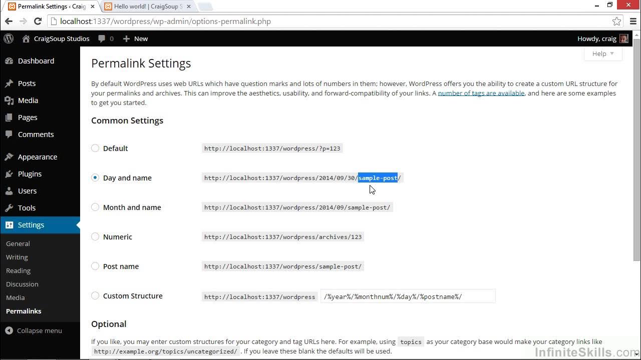 WordPress Tutorial | Configuring Permalink Settings - YouTube
