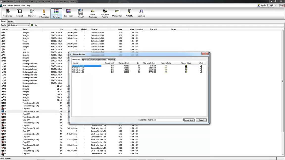 Fabrication CAMduct Linear nesting for items and ancillaries (enhanced ...