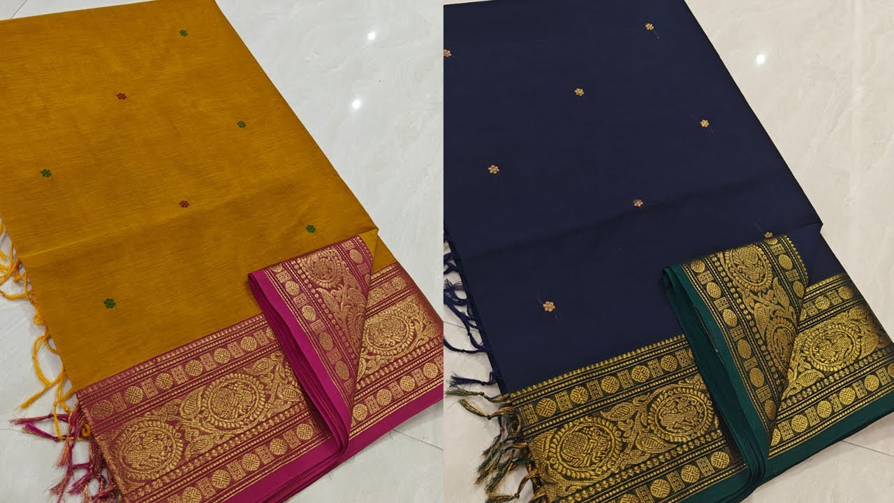 Pure cotton Saree🌻100 count with running blouse🌳Fancy full body butta ...