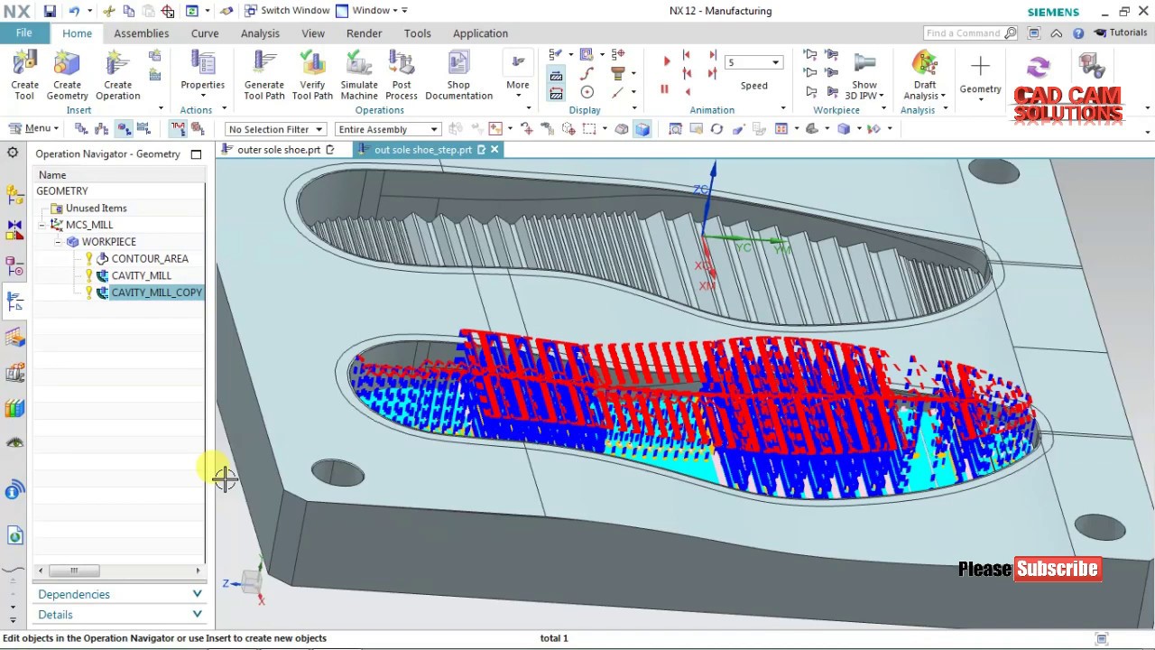 #NX CAM #OUTER SOLE SHOE #Contour Area #Solid Profile 3D - YouTube