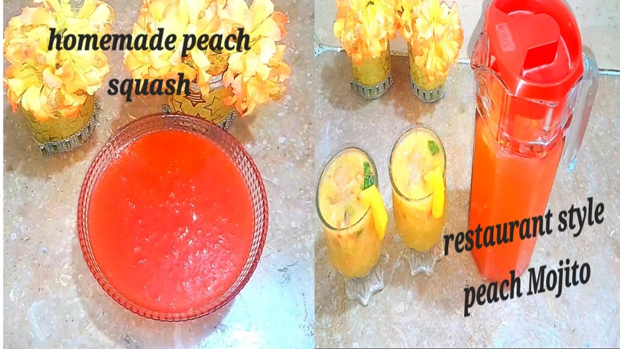 Peach Mojito+peach squash//Peach drink 🍸 by sajida cooking vlog #sajida ...