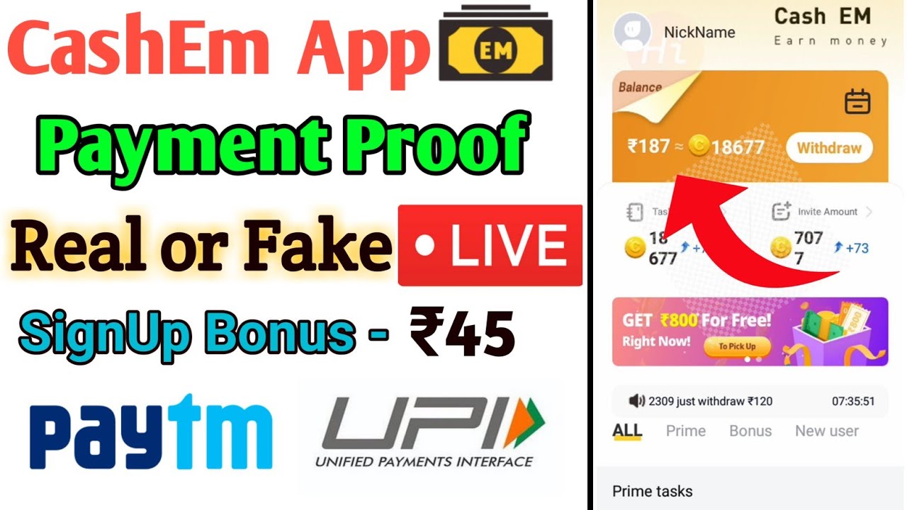 CashEM App Payment Proof | CashEm Real or Fake | CashEm se paytm mein ...