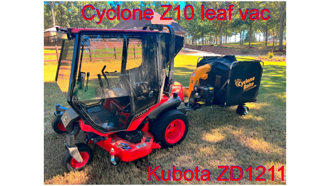 Kubota ZD1211 with Cyclone Z10 Leaf Vac - YouTube