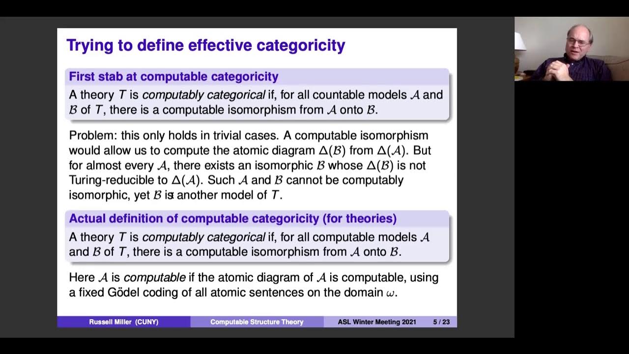 Russell Miller, "Computable structure theory with noncomputable structures" - YouTube
