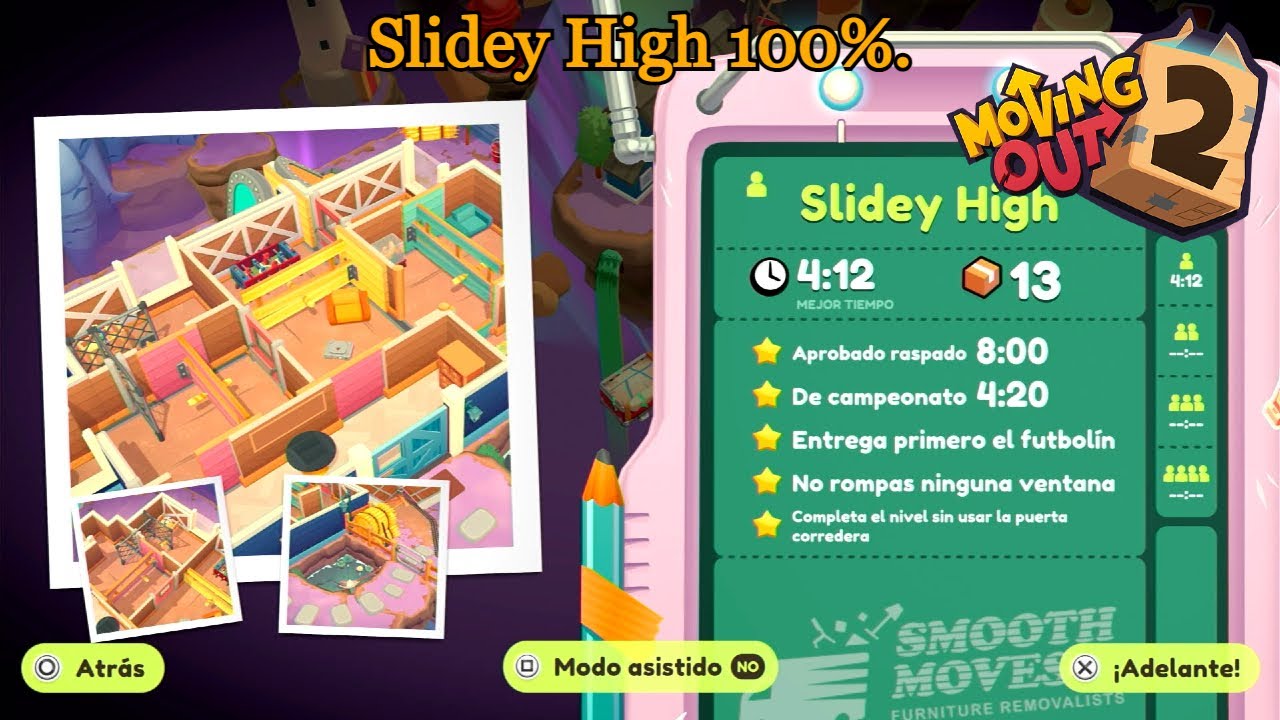 Moving Out 2 | Slidey High al 100% con todos los objetivos. - YouTube