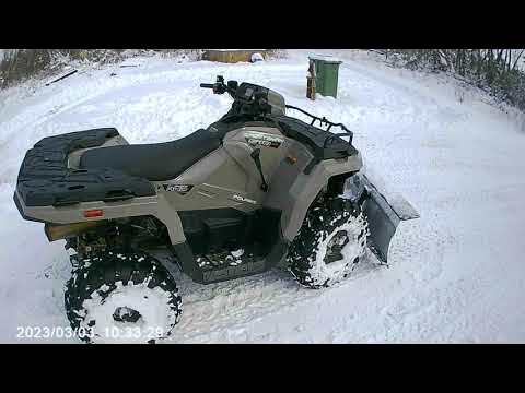 stock 2022 polaris sportsman 570 plowing 1 foot of snow on the off grid homestead - YouTube