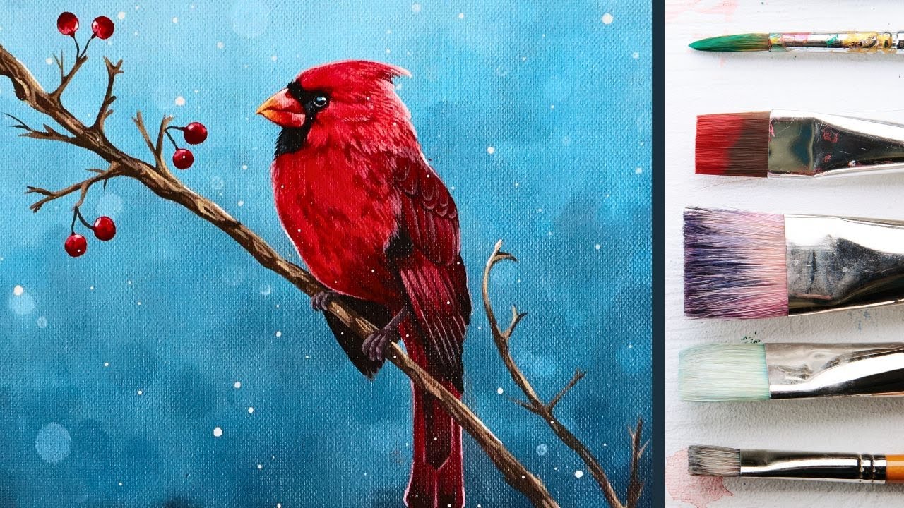 Easy Acrylic Painting for Beginners: How to Paint a Red Cardinal - YouTube