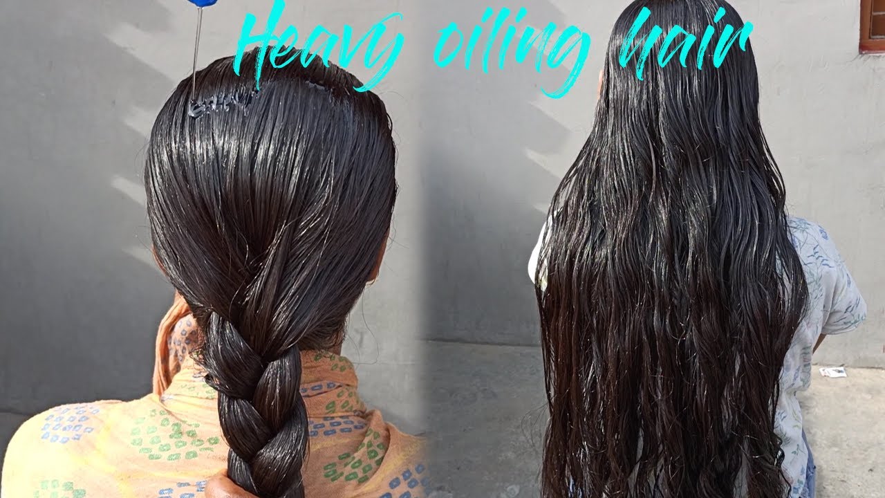 Combing and Braiding on oiled hair - YouTube