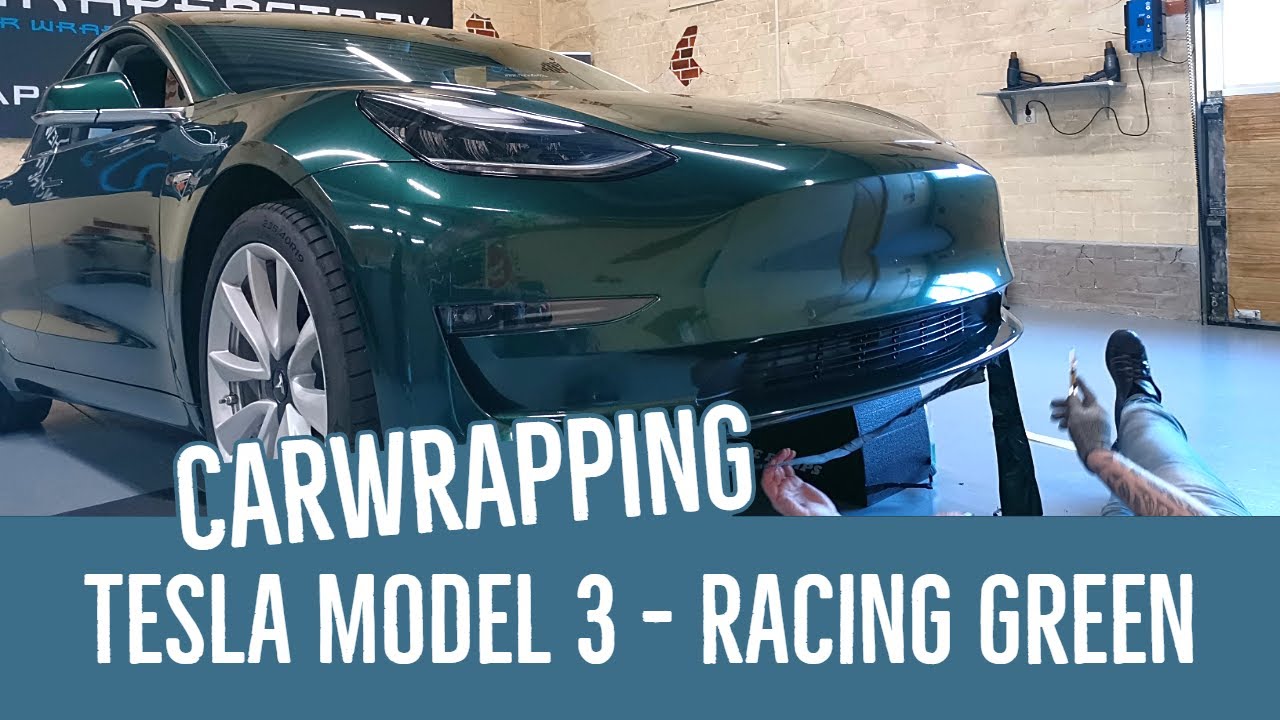 Carwrapping een Tesla Model 3 in Avery Racing Green - YouTube