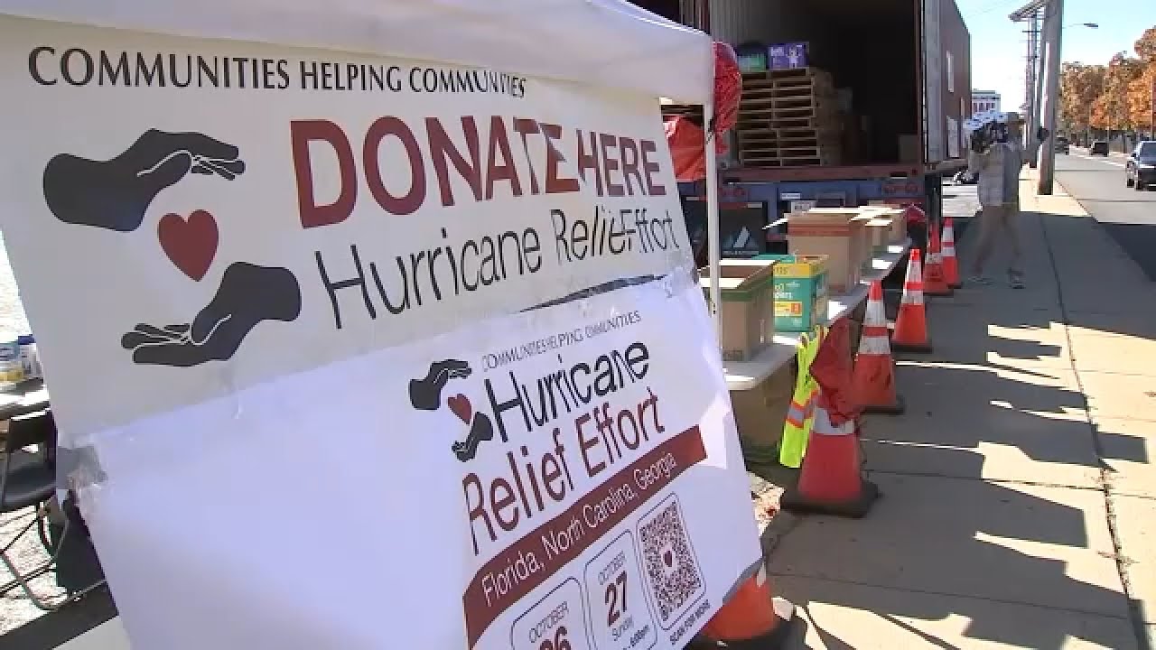 Hurricane Helene relief drive help in North Arlington, NJ - YouTube