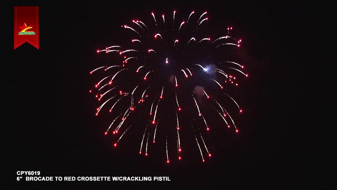 6 Inch Shell - Brocade to Red Crossette with Crackling Pistil - YouTube