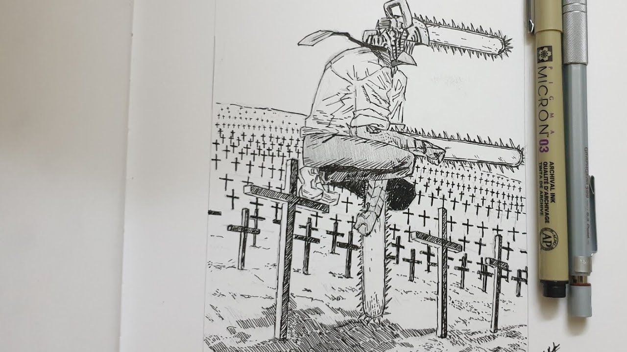 Drawing Chainsaw man manga panel | anime art timelapse | - YouTube