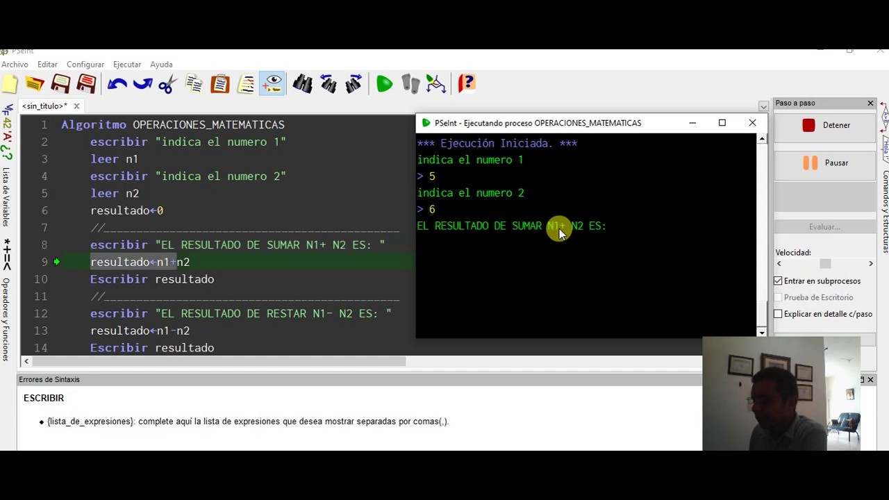 INTERFAZ DE PSEINT MAR EJERCICIO DE APLICACIÓN (sumar y restar dos números) - YouTube