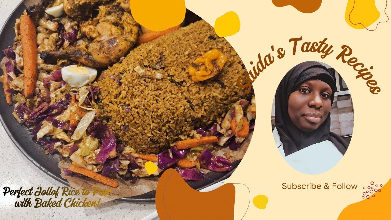 JOLLOF RICE & BAKED CHICKEN WITH |CABBAGE STIR-FRY| FLAVORFUL MEAL ...