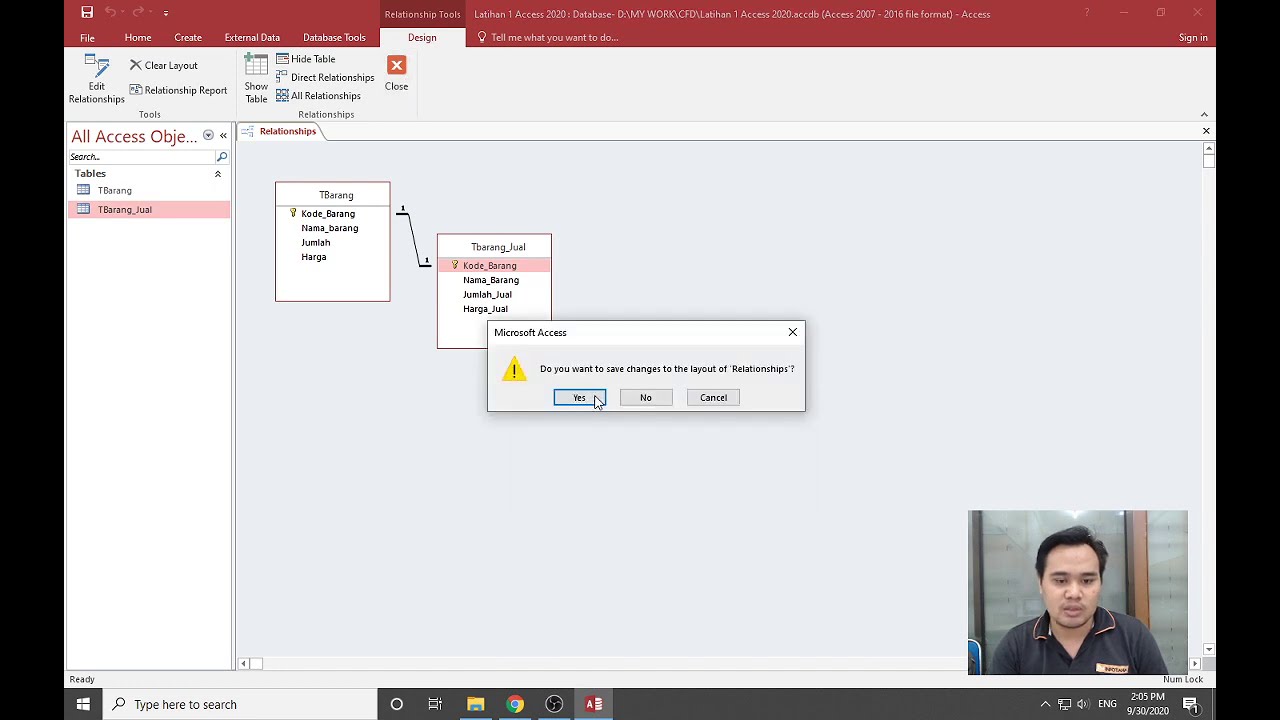 Pertemuan 2 : Materi Relasi Table one to one di Microsoft Access 2016 ...