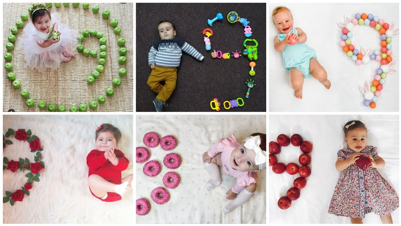 9th Month Baby Photoshoot Ideas At Home || Ninth Month Milestone Photo ...