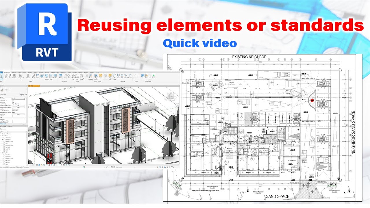 Revit architecture ريفيت المعماري reusing elements or standards - YouTube