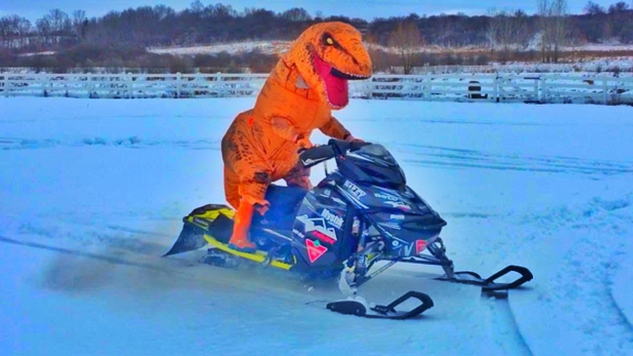 T REX Snowmobile RIDE! - YouTube