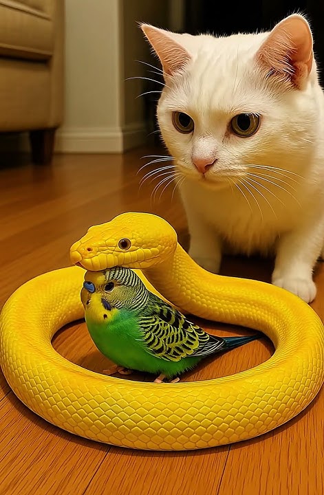 Snake Hugs Parakeet, Cat Watches - YouTube