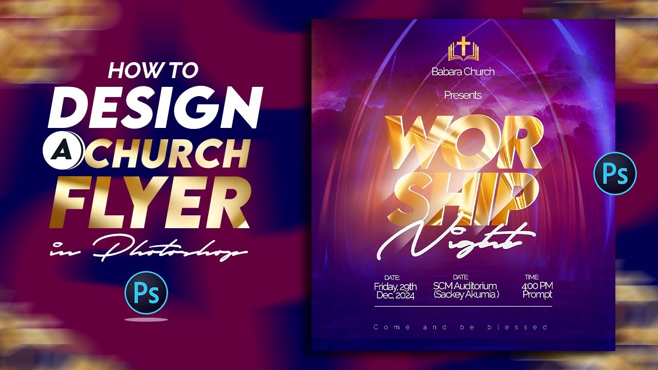 How to design a Simple Professional Church Flyer in Photoshop | Step-by ...