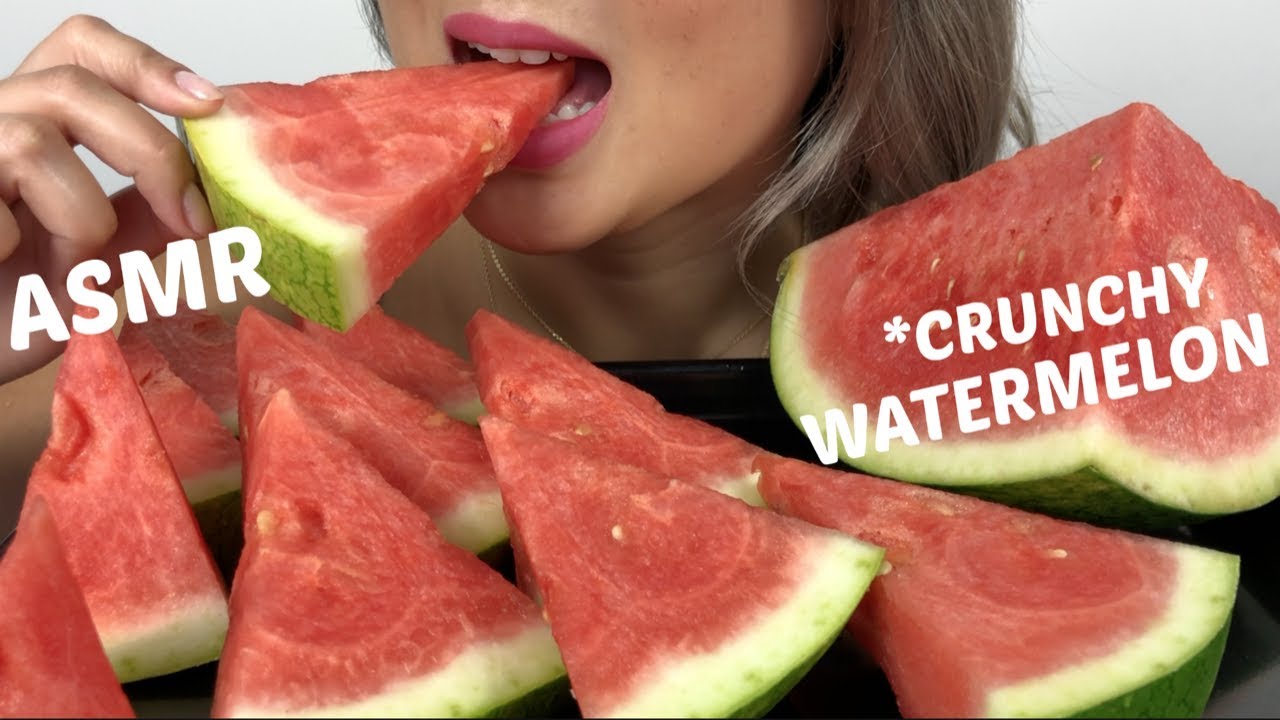 ASMR CRUNCHY WATERMELON | Eating Sounds | N.E Let's Eat - YouTube