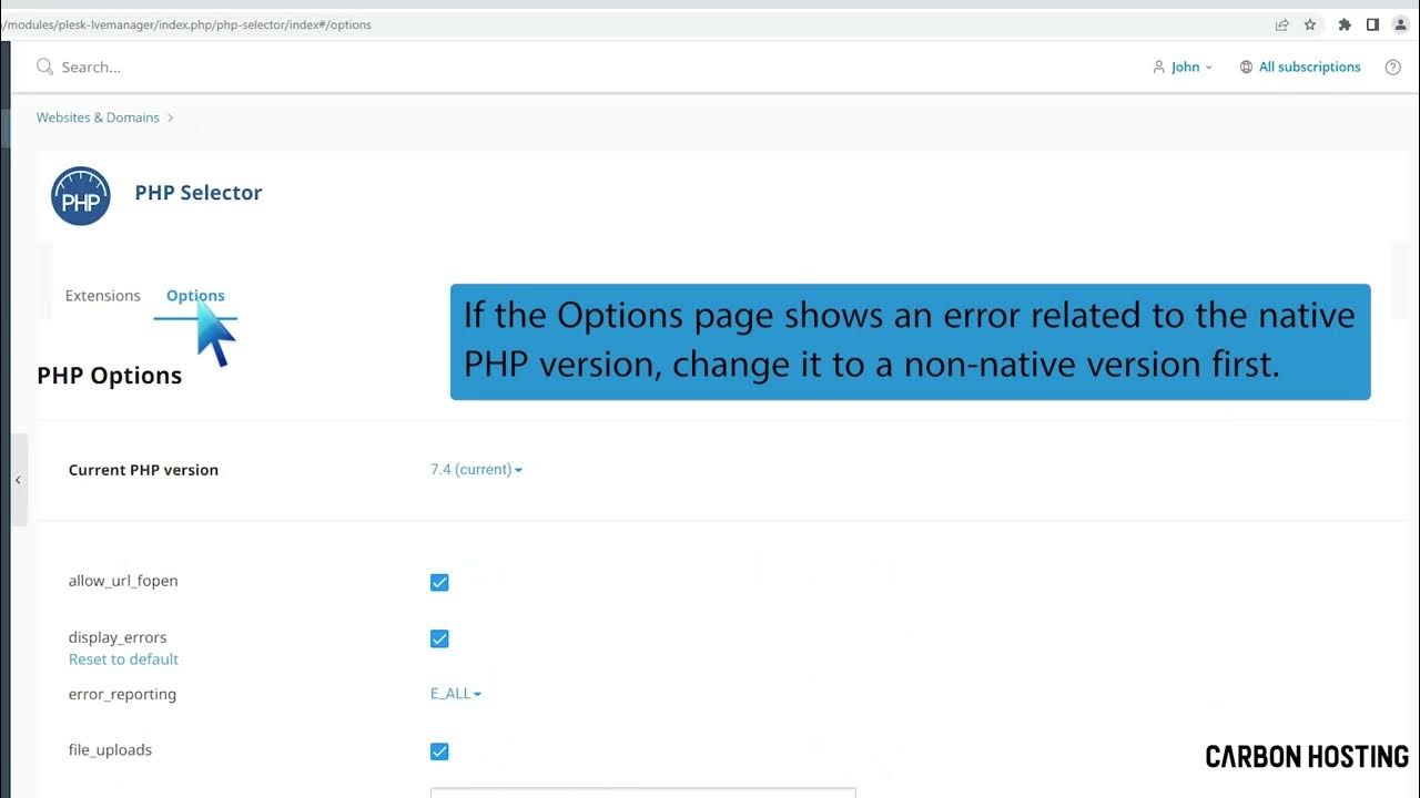 How to increase or decrease PHP Memory Limit via CloudLinux Selector in Plesk Carbon Hosting ...