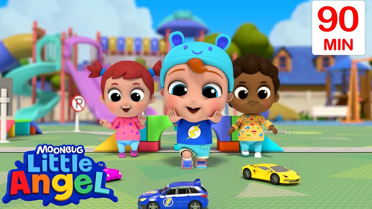 Racing Cars On The Playground | Little Angel | Kids Cartoon Show ...
