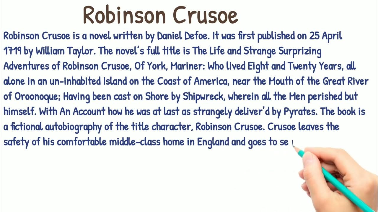 " Robinson Crusoe " essay in english / 10 lines english vocabulary ...