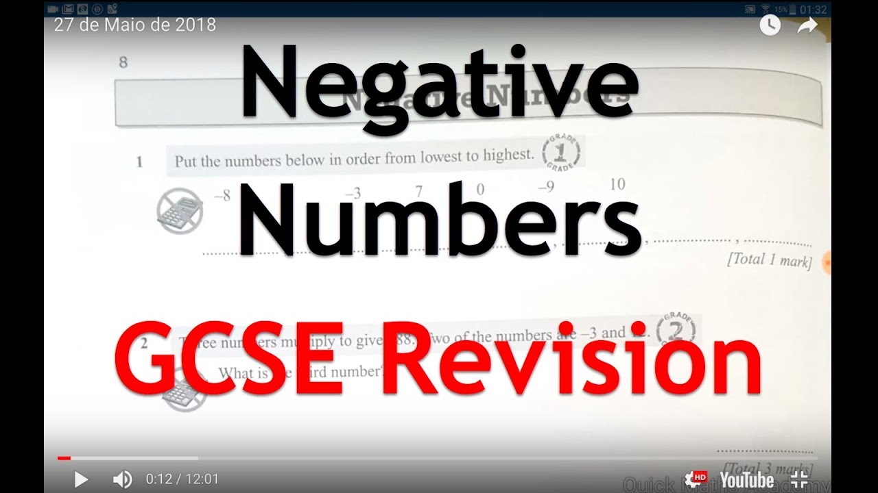 Negative numbers - GCSE Revision - Quick Maths Academy - YouTube