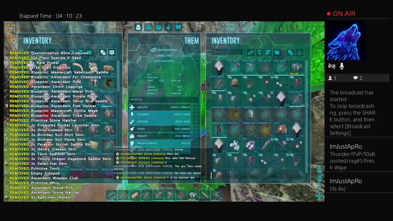 Ark 3x. Name in stream chat. - YouTube