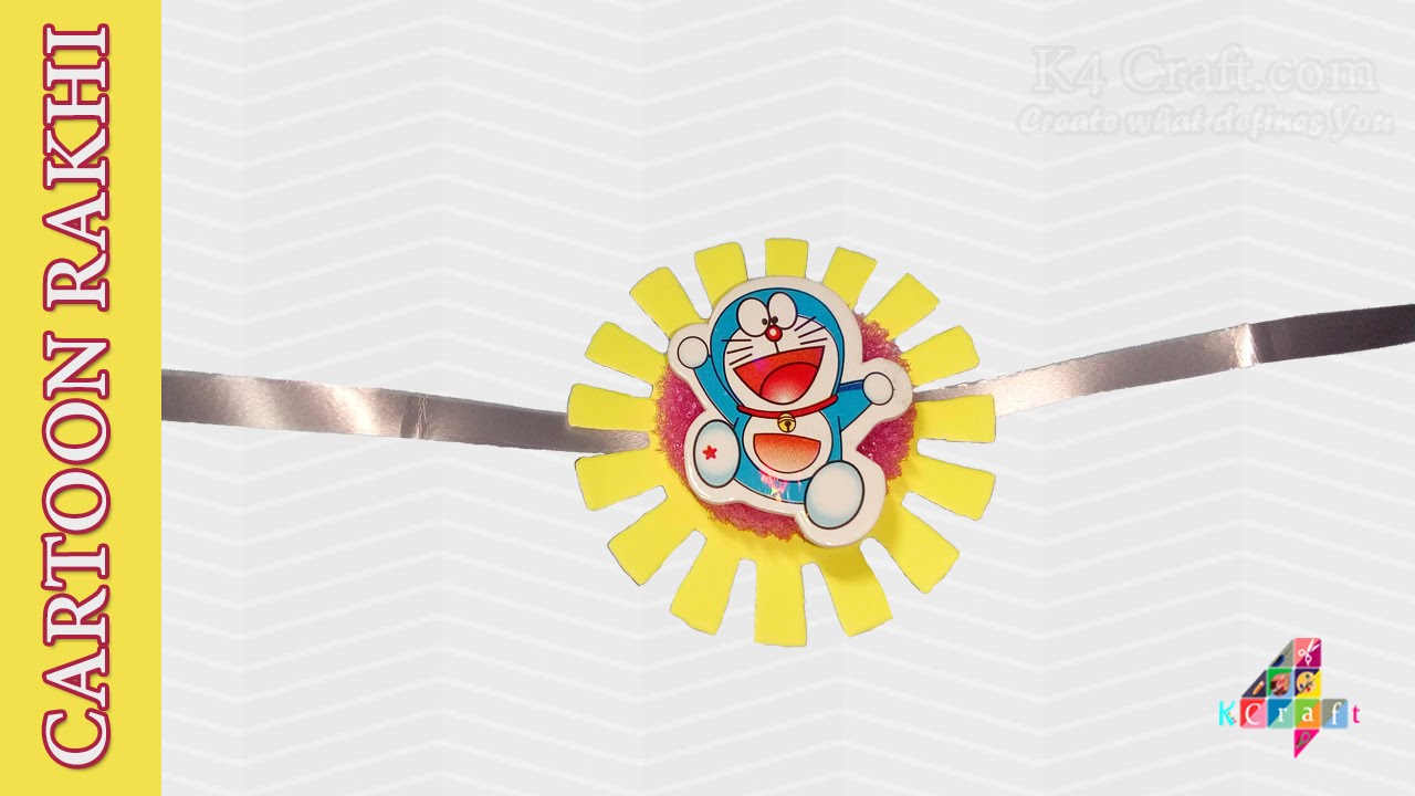 KIDS DIY: Doraemon Cartoon Sticker Rakhi With Glitter Foam Sheet- Kids ...