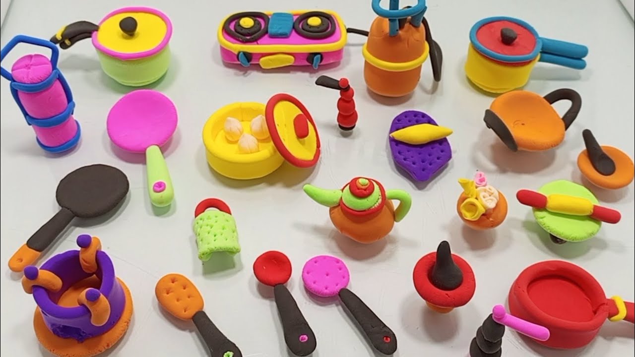 DIY how to make make kitchen set, cooking set, dishes, spoons, cylinder ...