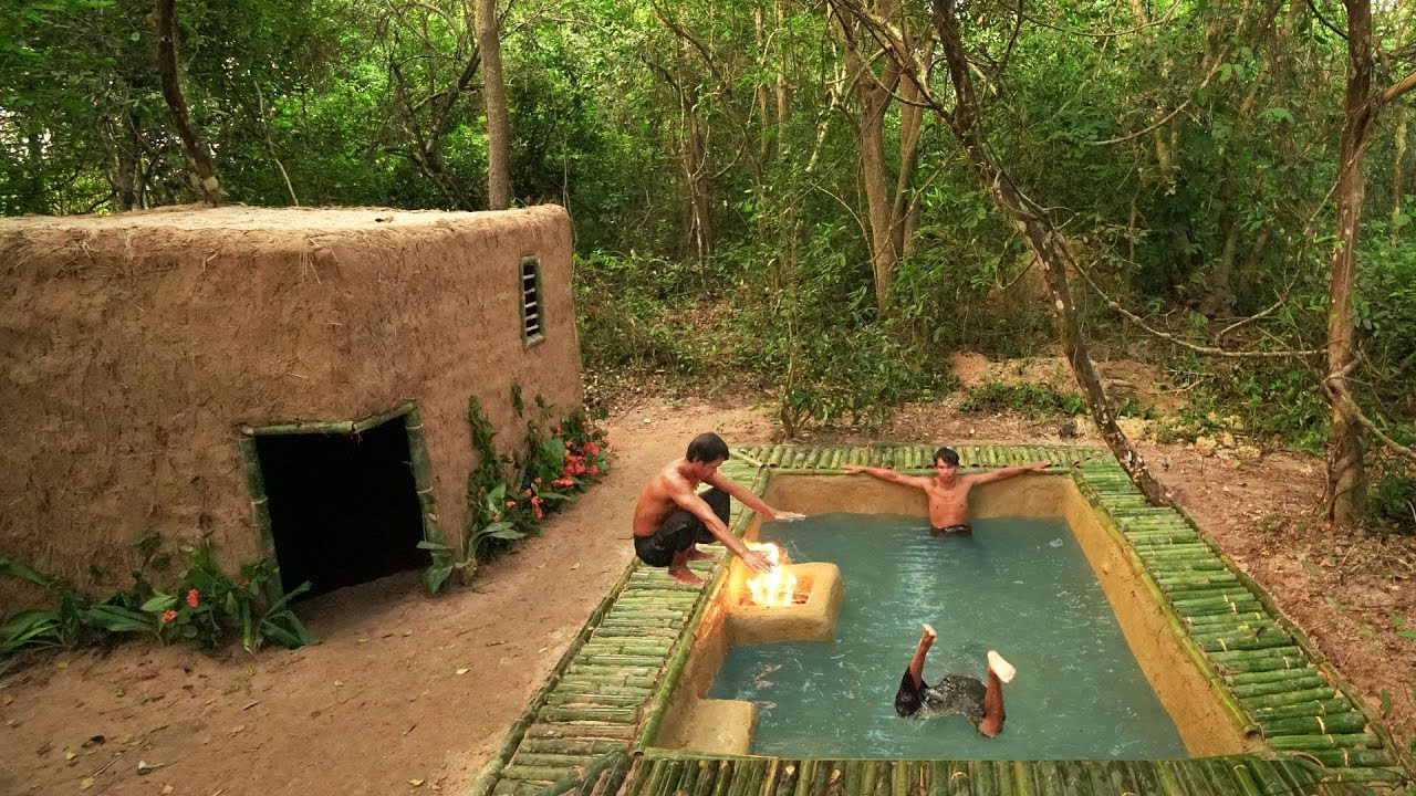 Building The Most Beautiful House Underground And Around Swimming Pool ...