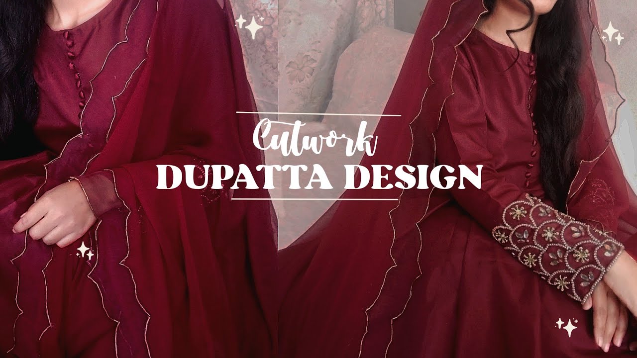 How to make designer dupatta at home |cutwork dupatta|dupatta design ...