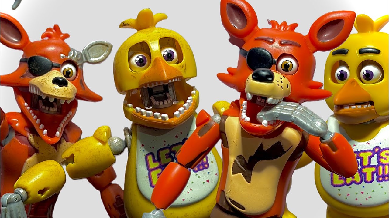 JAZWARES CHICA & FOXY FNAF Endo Series Withered Action Figures UNBOXING ...