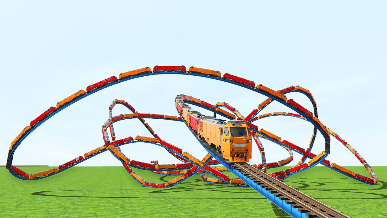 Train Goes On Rails Like A Roller Coaster | Train Games | Trainz Train ...