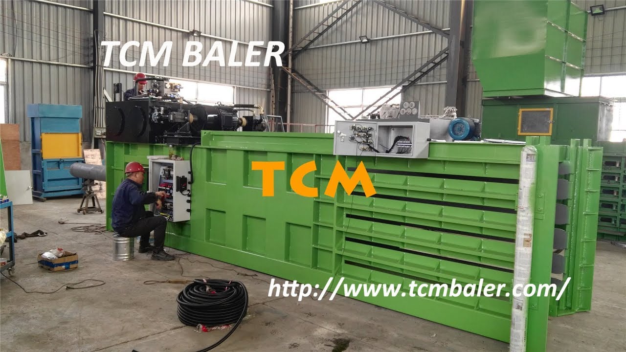 How to tie cardboard compactor bale tcm news paper baler - YouTube