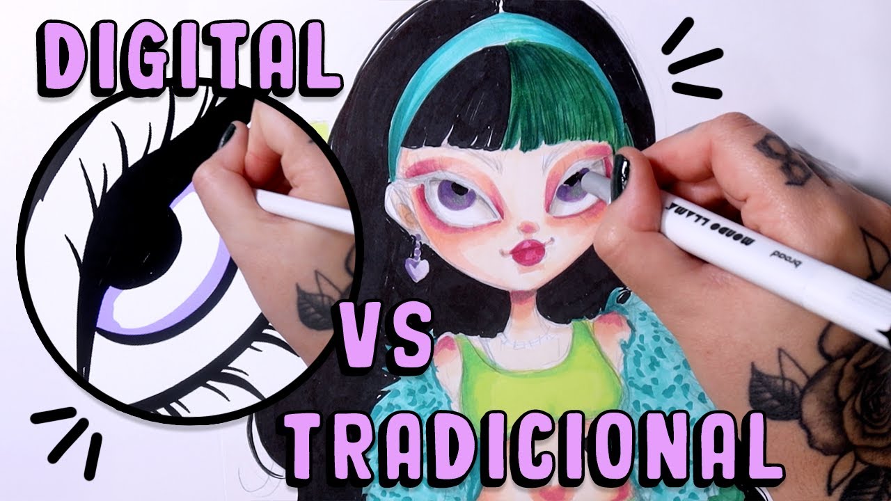 DESENHO TRADICIONAL VS DIGITAL - QUAL SERÁ QUE FICOU MELHOR? - YouTube