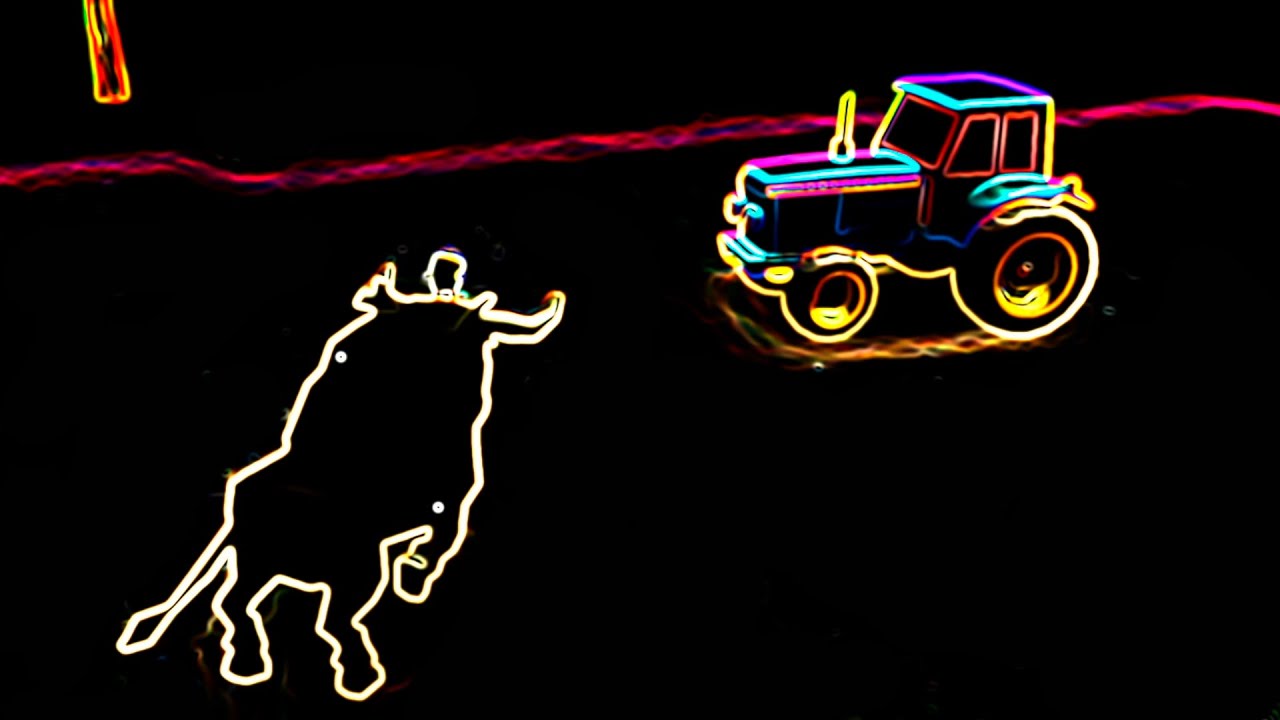 Juego "El Pollito y el Tractor 3D" efectos de video con neon. - YouTube