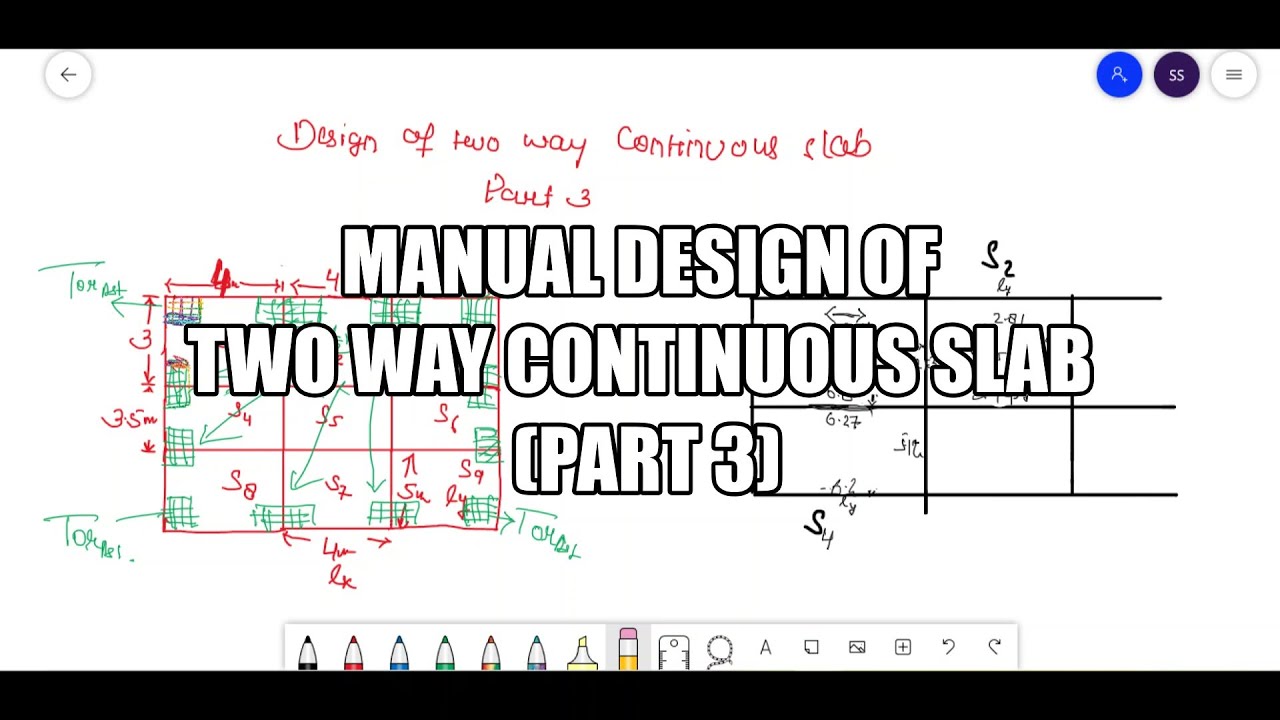 Manual design of two way continuous slab Part 3 #2021 #excel - YouTube