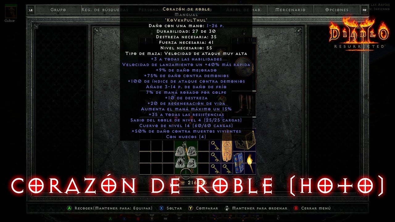 HOTO Corazón de Roble - Arma rúnica Diablo 2 Resurrected - YouTube