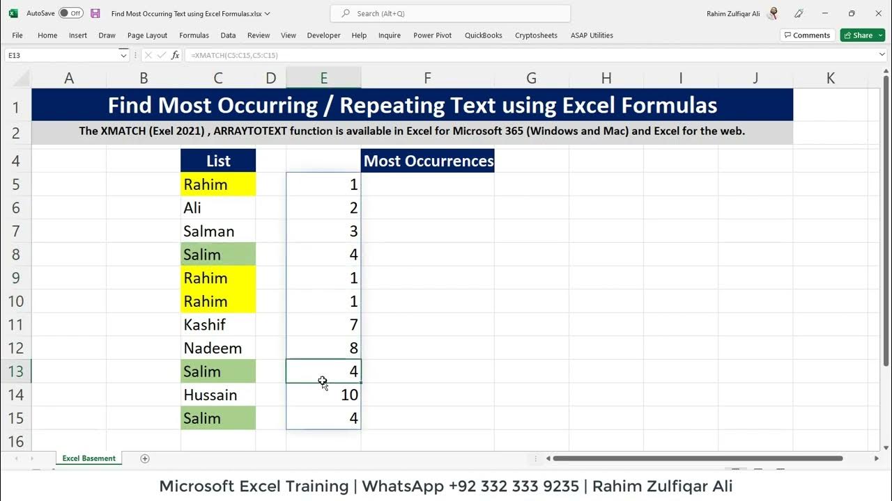 Find Most Occurring Repeating Text Using Excel Formulas XMATCH find-most-occurring-repeating-text-using-excel-formulas-xmatch