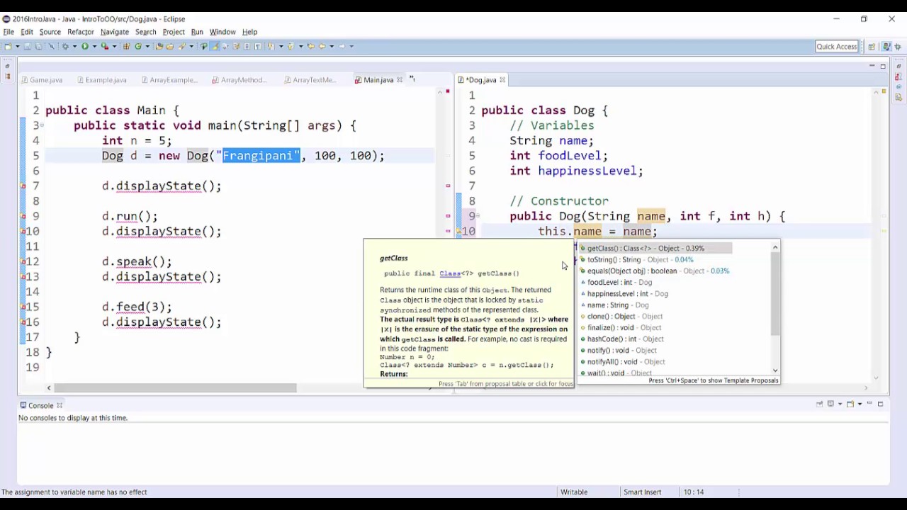 Java Intro To Objects And Classes Youtube