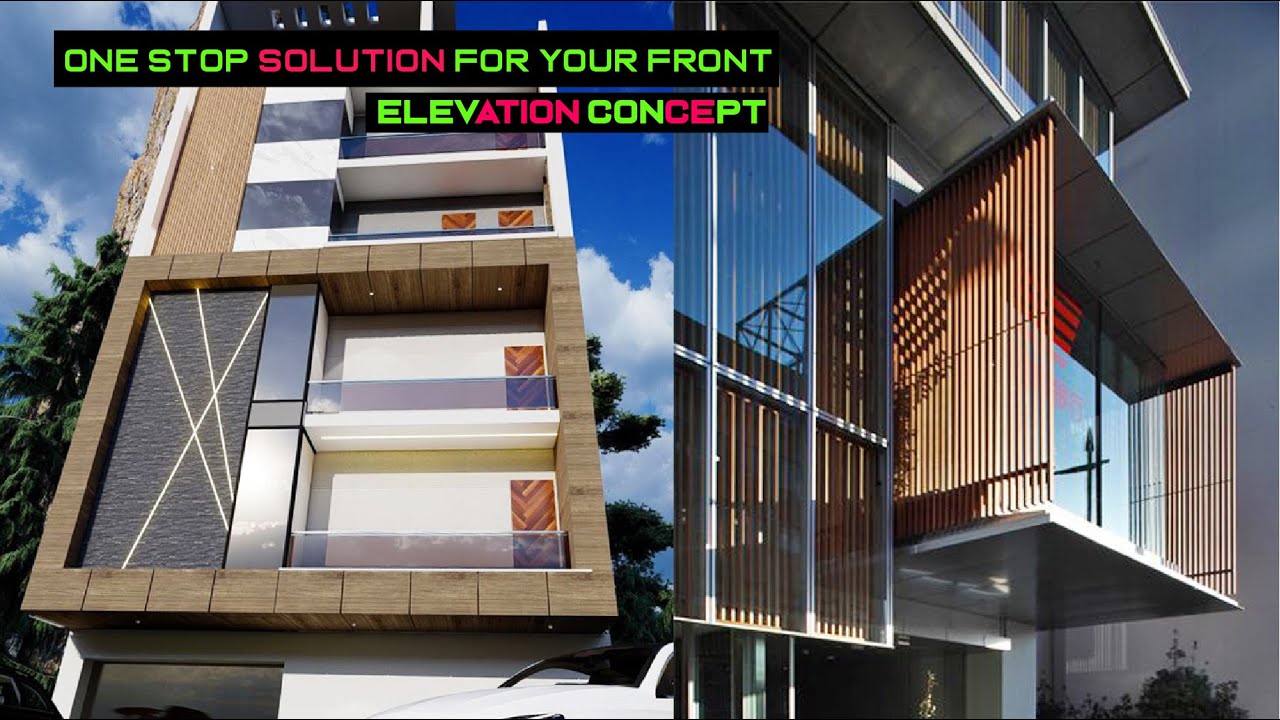 Louvers Slim Body Tiles with Beautiful Stone Mosaic Front Elevation ...