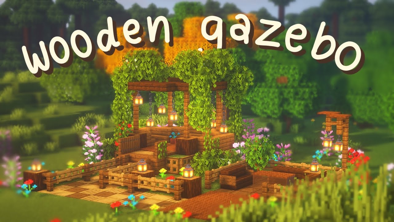 Minecraft - Let's build a Wooden Gazebo ! - YouTube